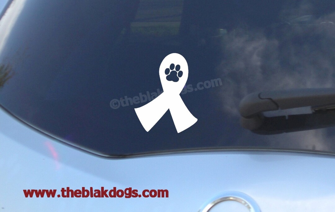 Pawprint Cancer Ribbon - Vinyl Sticker Car Decal - Etsy