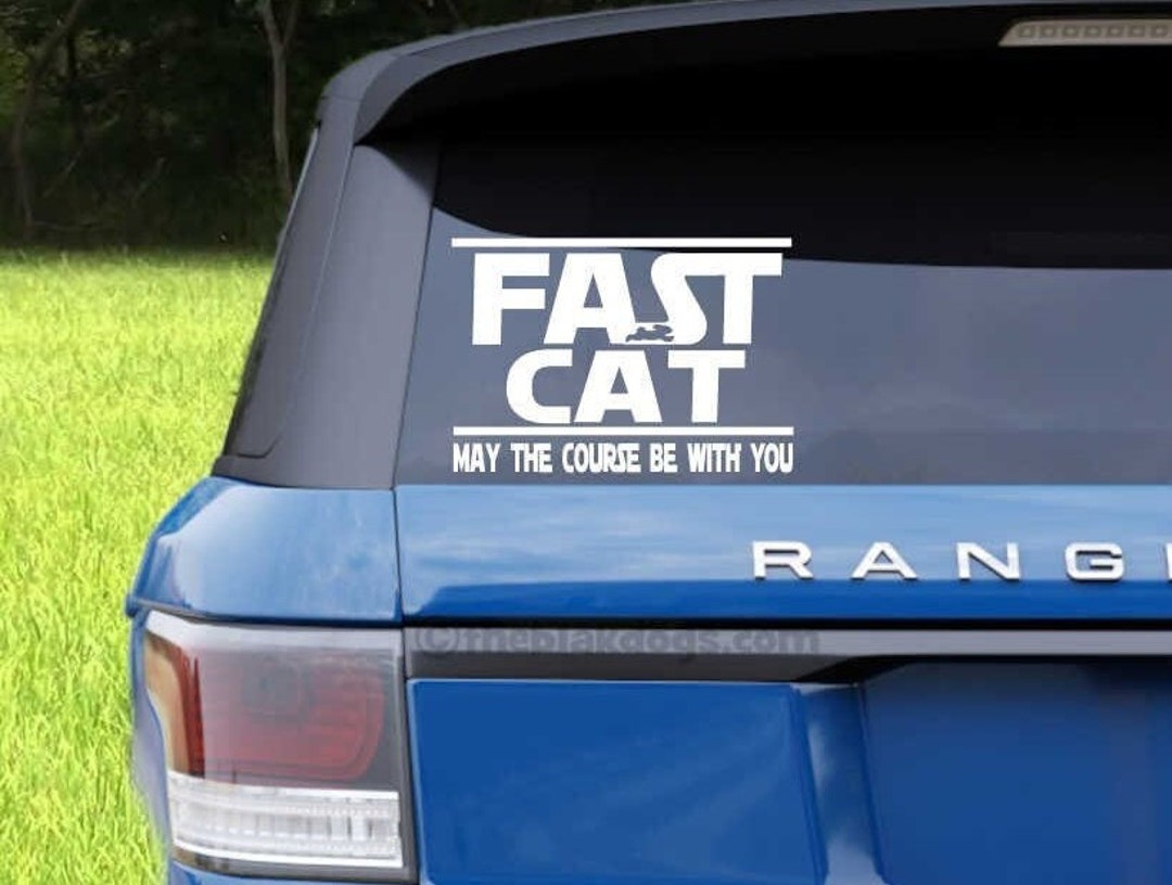 Fast Cat Vinyl Sticker Car Decal, May the Course Be With You, Stacked ...