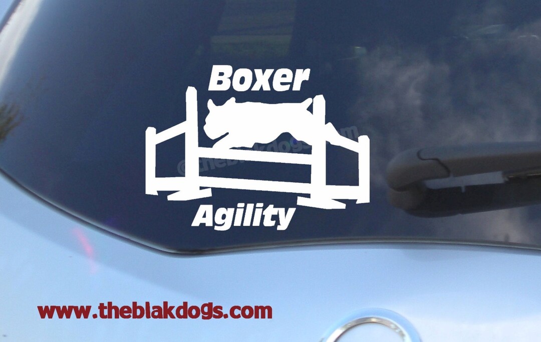 Boxer Agility Jump - Vinyl Sticker Car Decal - Dog Breed Sticker, Dog ...