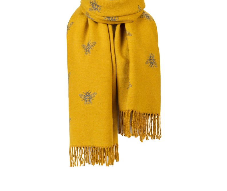 Winter Warmer Reversible Thick Long Bumble Bee Print Fashion Scarf ...