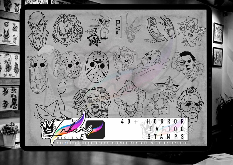 Inkami Traditional Horror Tattoo Brushes Procreate - Etsy