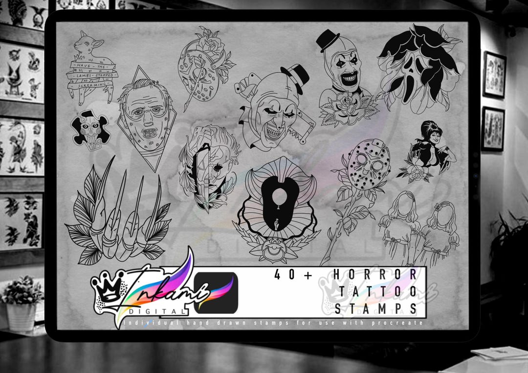 Inkami Traditional Horror Tattoo Brushes Procreate - Etsy
