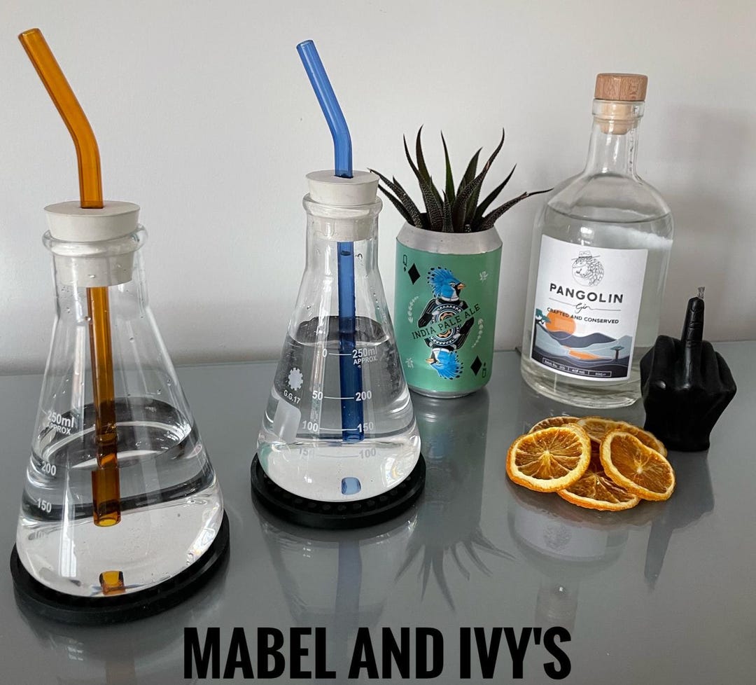 Lab Science Cocktail Glass Set: Conical Glassware With Straws (250ml ...