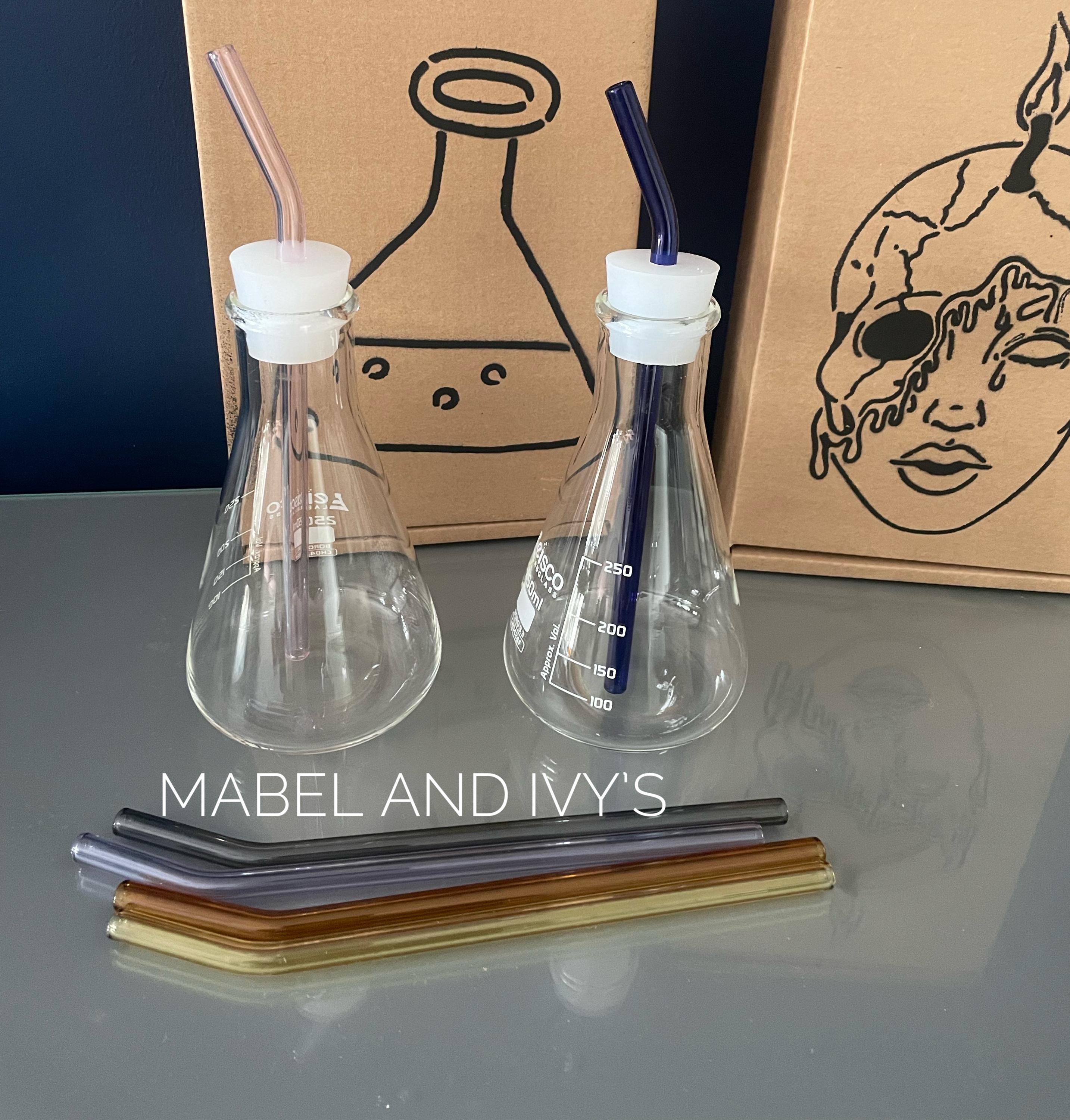 Lab Science Cocktail Glass Set: Conical Glassware With Straws (250ml ...
