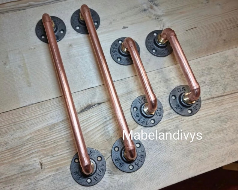 Handmade Copper Pipe Pull Handles, Industrial Steampunk Decor - Etsy