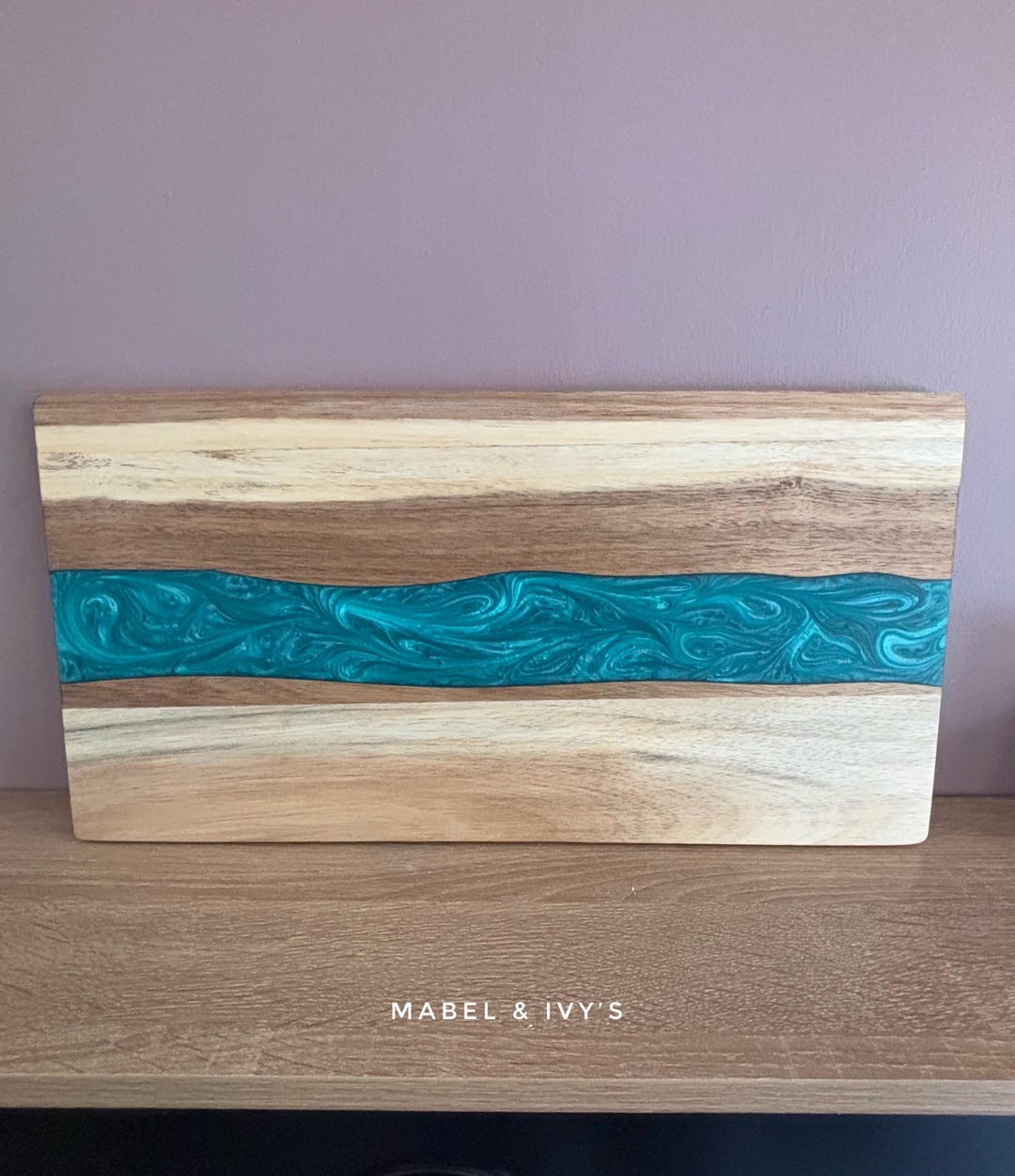 Acacia Wood Charcuterie Board: Handmade Blue Resin River Tray - Etsy UK
