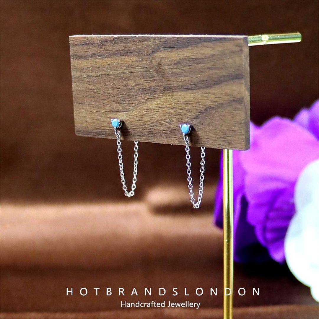 Emerald Green CZ and Chain Ear Jacket in Sterling Silver, Front and ...