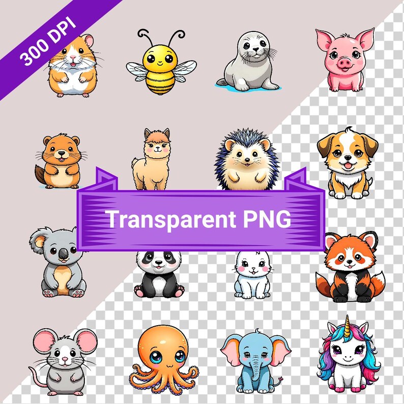 40 Cute Animal PNG, Cute Animals Clipart, Animals Stickers, Cute Animal ...