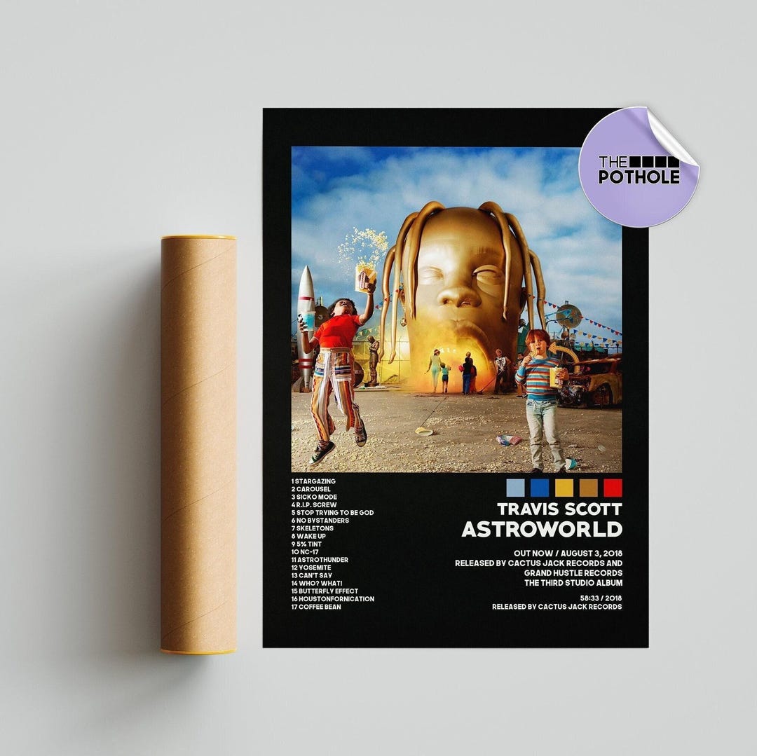 Travis Scott Poster Astroworld Poster Tracklist Album Cover Poster ...