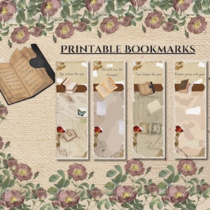 Set of 4 Vintage Printable Bookmarks - Etsy
