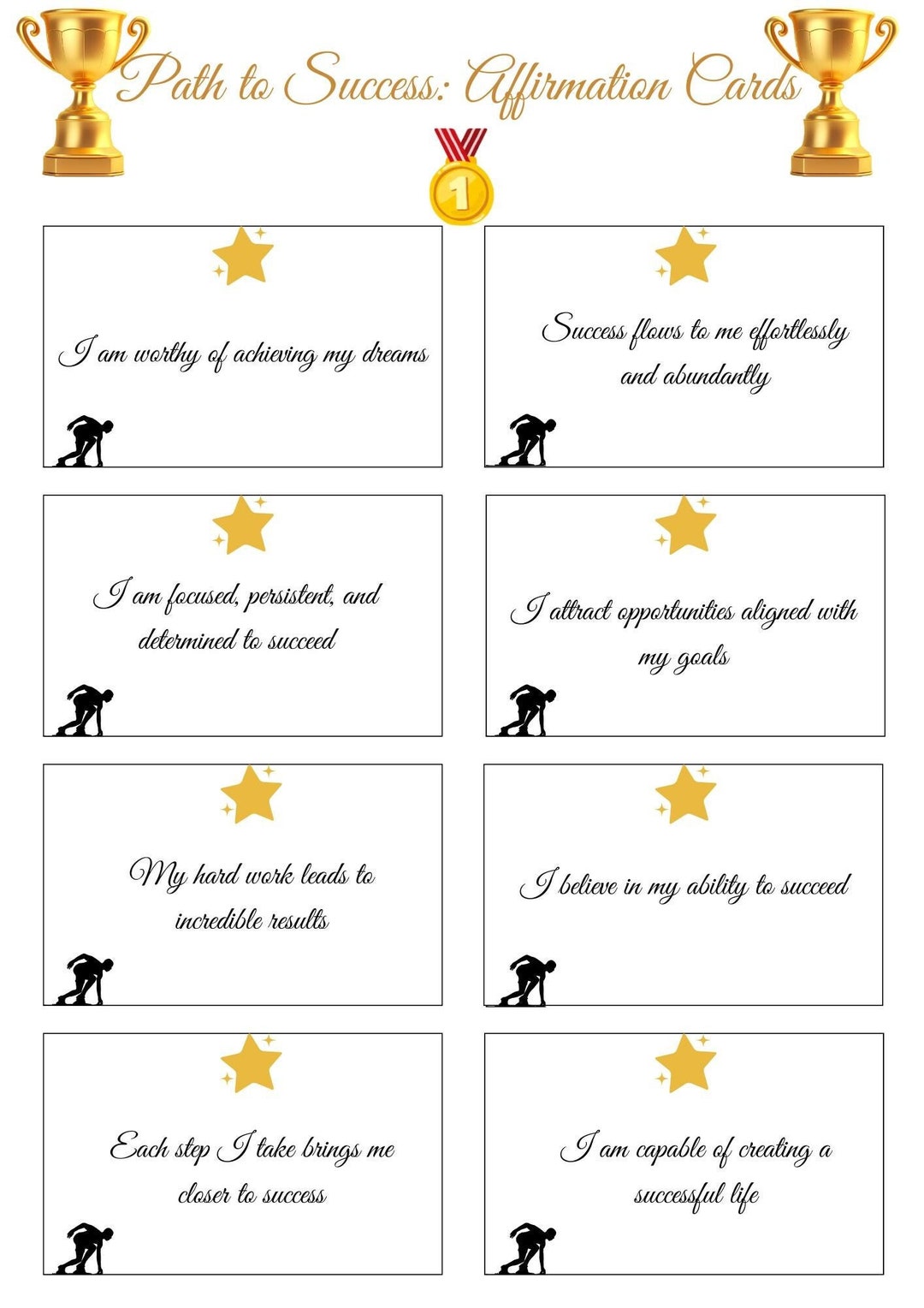 Path to Success: 40 Printable Affirmation Cards for Motivation ...