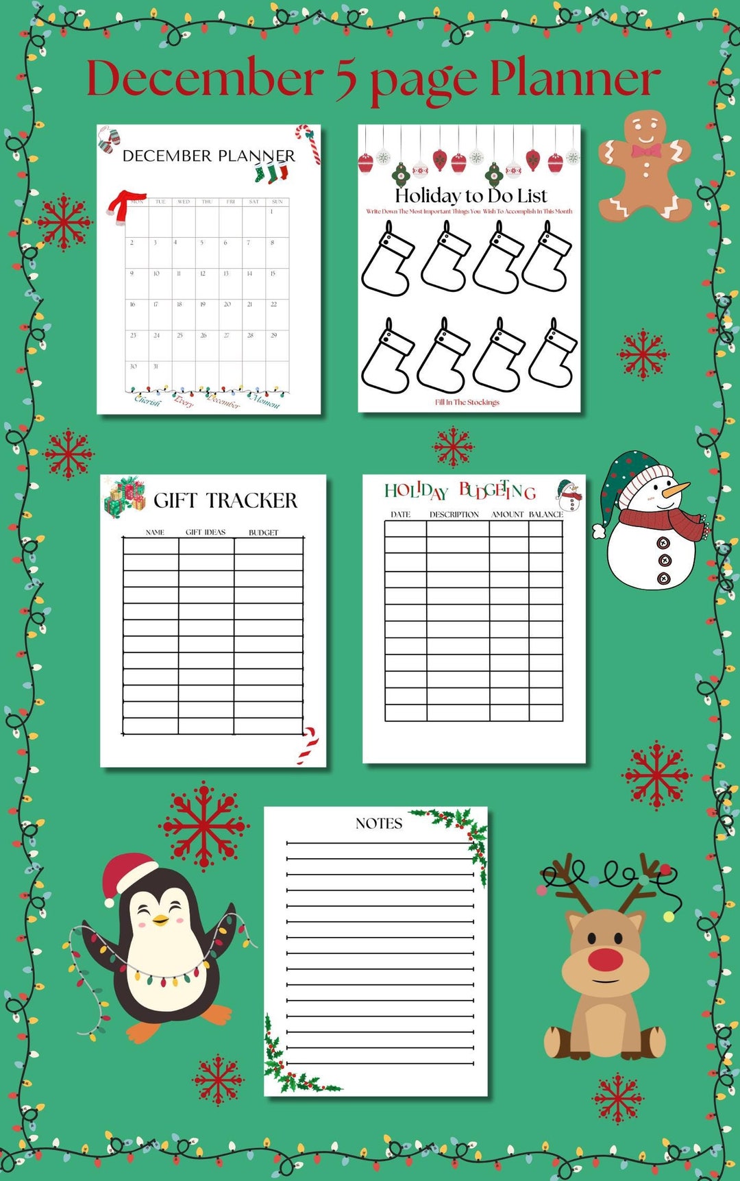 December 2024 Holiday Planner – 5-page Calendar With Budget, Wish List ...