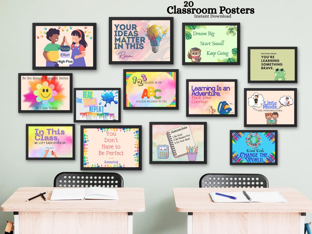 20 Editable Classroom Posters | Canva Template, PNG + PDF (digital ...