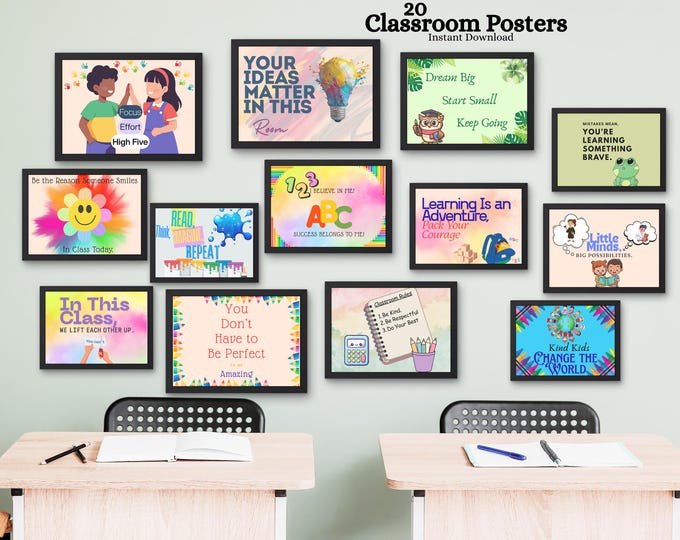 20 Editable Classroom Posters | Canva Template, PNG + PDF (digital ...