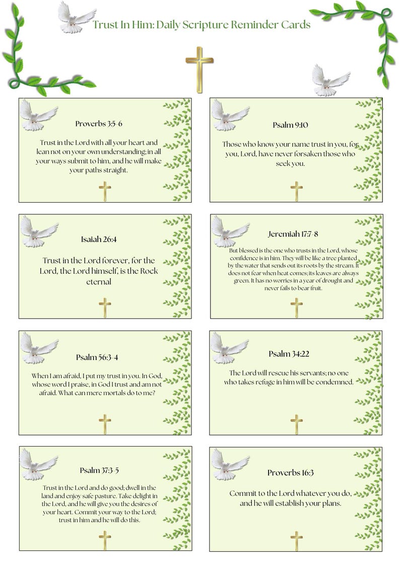 24 Printable Scripture Cards: Trust in the Lord – Bible Verses for ...