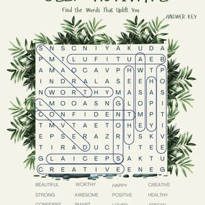 Self Motivate Printable Word Search - Etsy