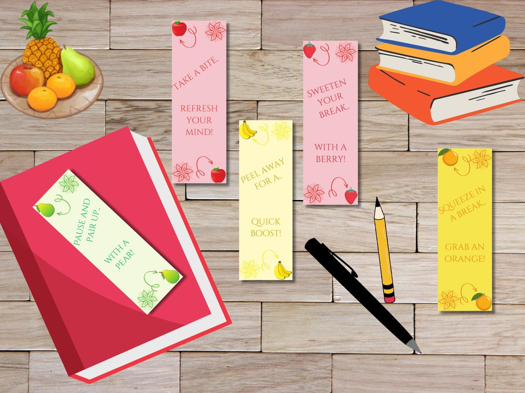 Printable Fruit-themed Bookmark Set: 5 Healthy Reading Break Reminders ...
