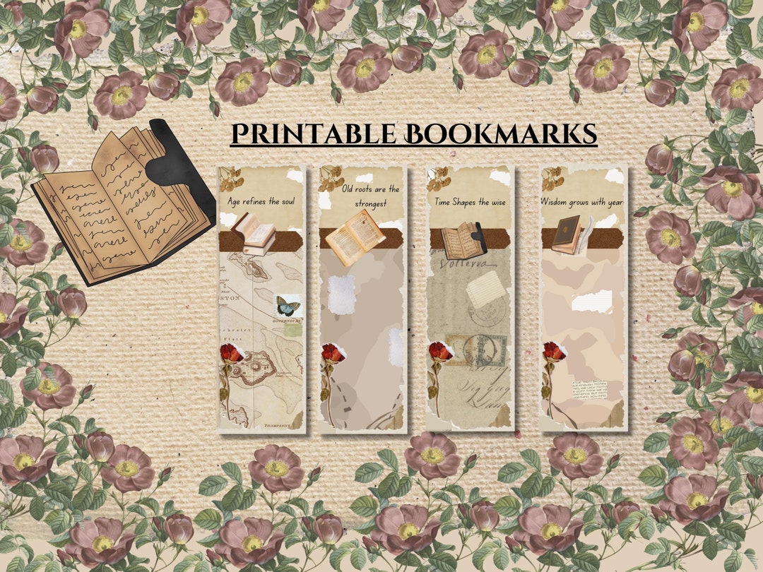 Set of 4 Vintage Printable Bookmarks - Etsy