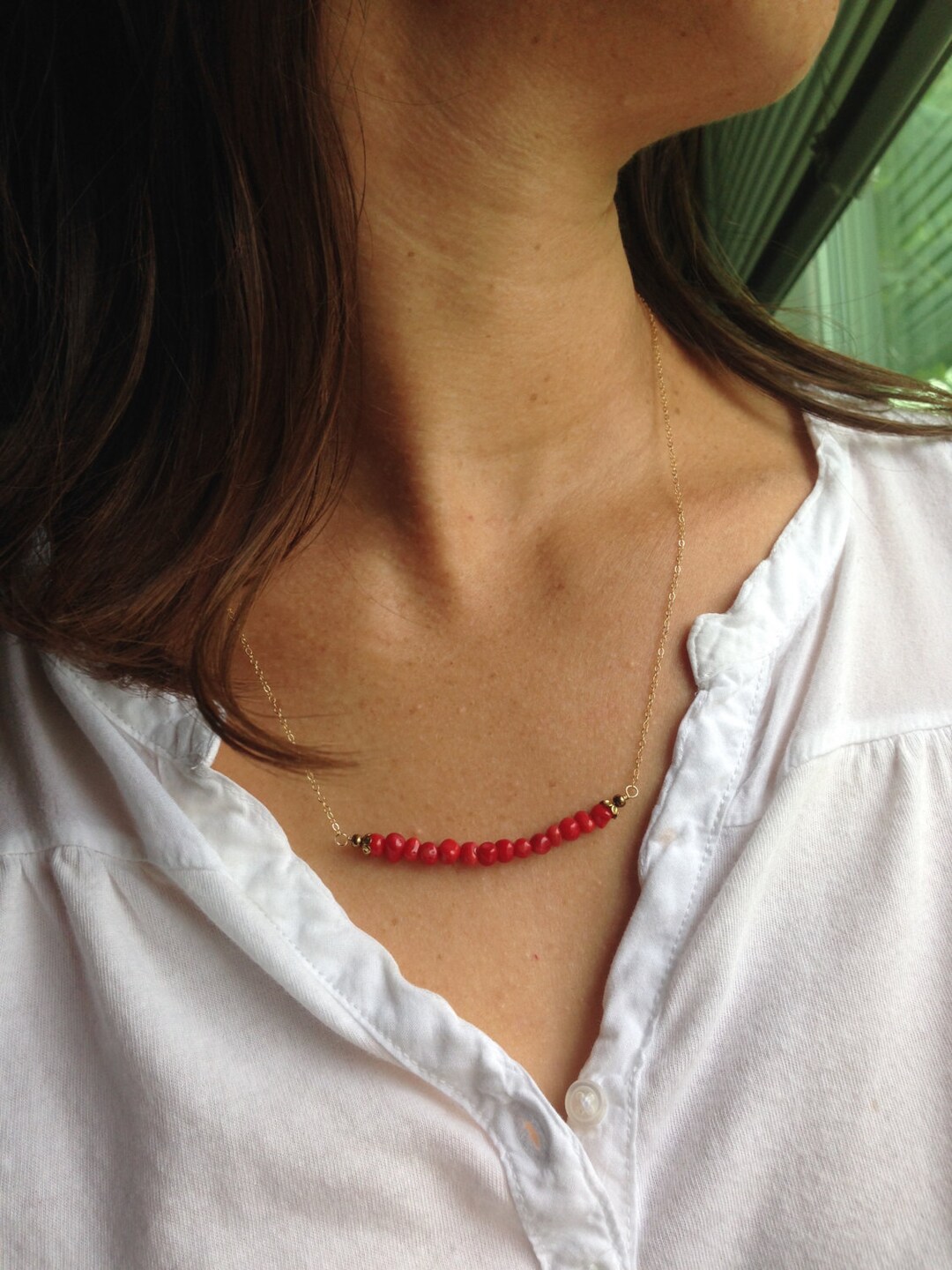 Red Bamboo CORAL Necklace. 14k Gold Filled. Made in Hawaii USA Perfect ...