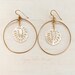 14k Gold Filled Hoop Earrings With White Mother of Pearl Monstera Leaf ...