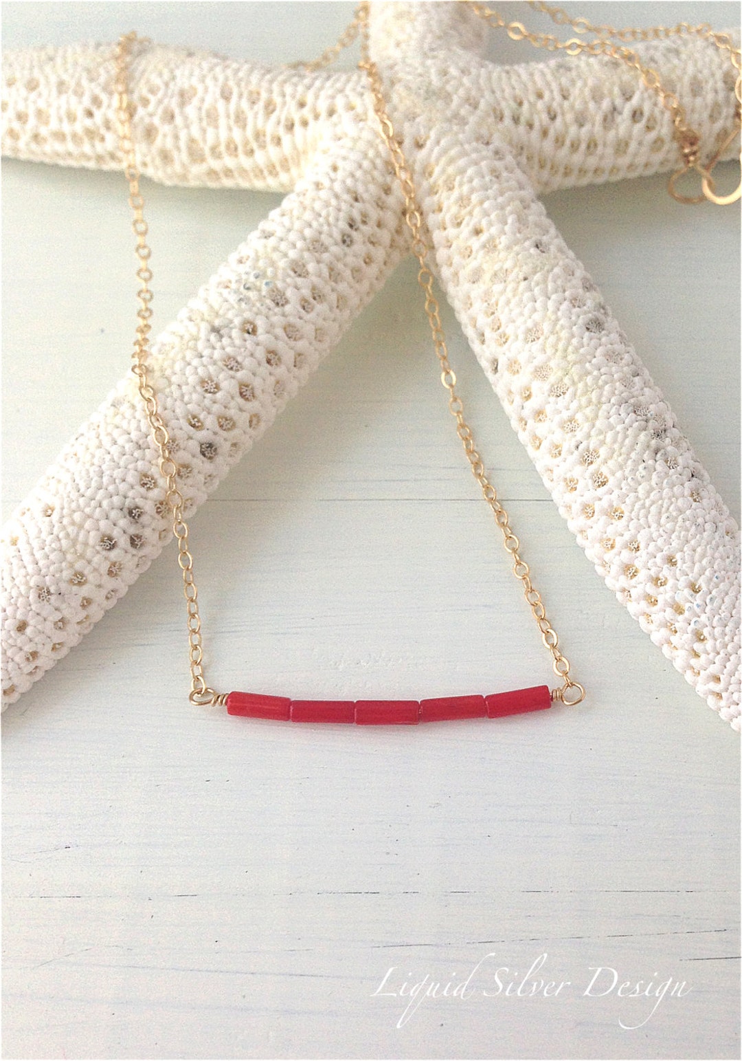 Red Coral Heishi Necklace on 14k Gold Filled Chain - Made in Hawaiʻi - Etsy