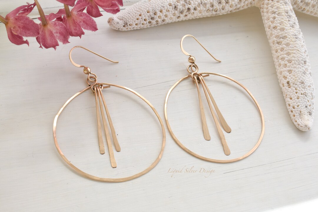 Sophisticated 14k Hammered Gold Filled Circle Earrings With Hammered ...