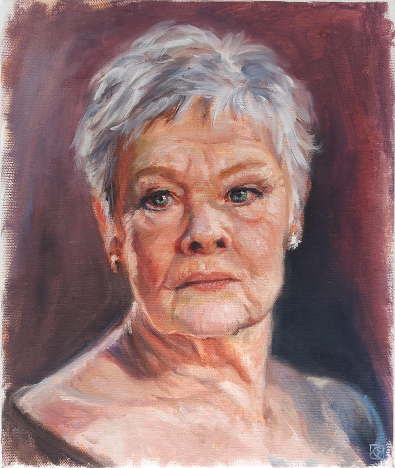 Judi Dench Celebrity Portrait Oil Painting - Etsy