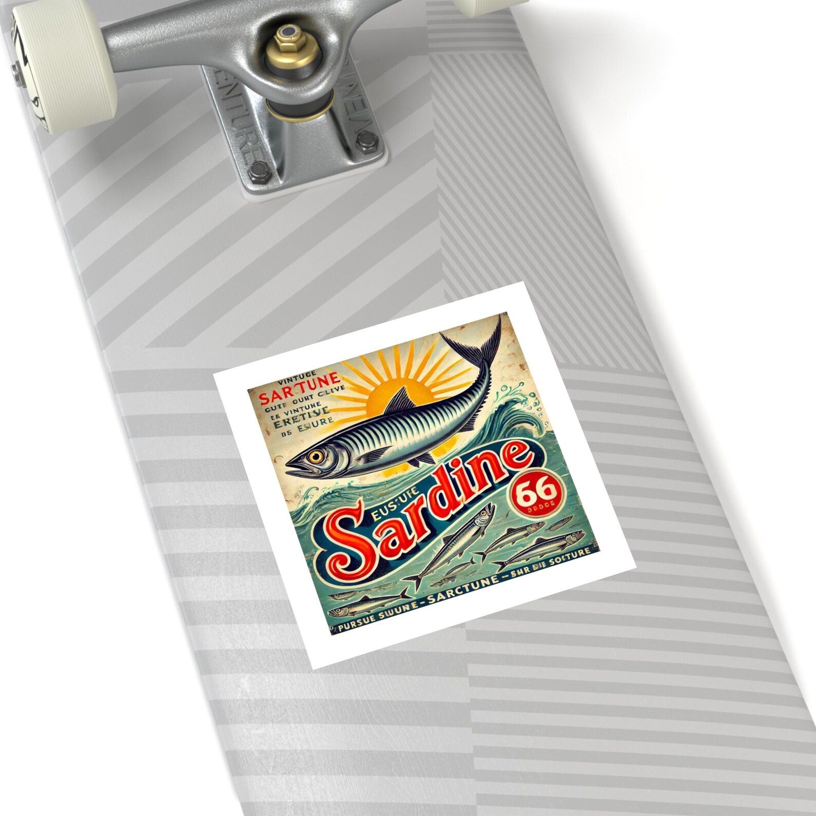 Vintage Sardine Square Stickers, Indoor\outdoor - Retro Ocean Theme ...