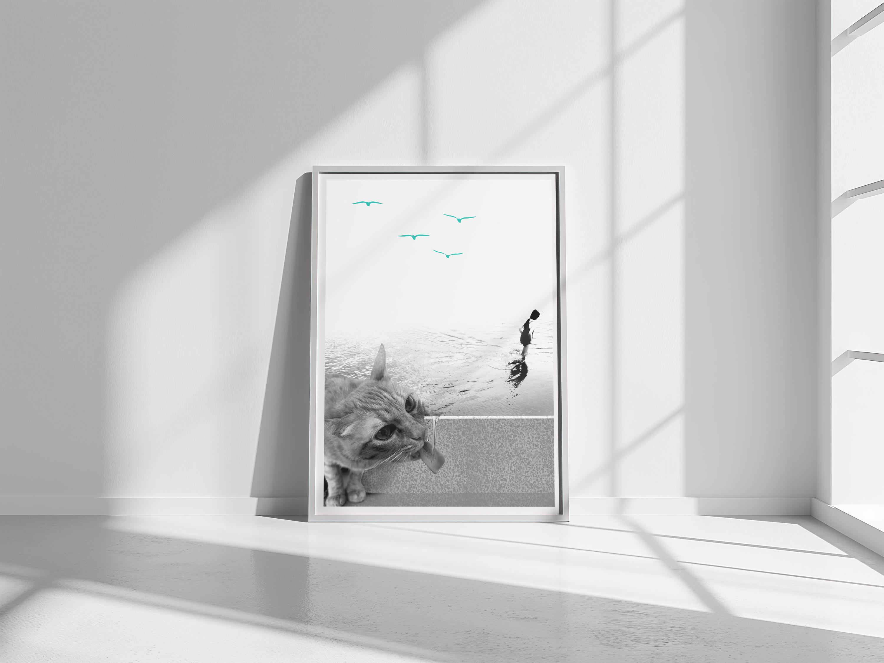 Poster, Surreal Funny Cat Collage Art, Wall Decor, Home Decoration ...