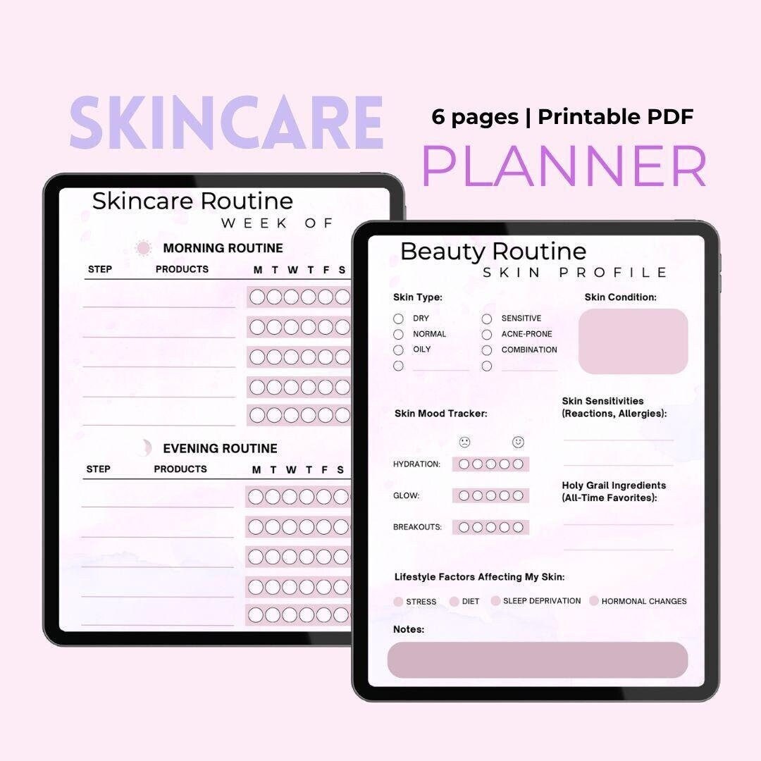 Skincare Routine Planner | Beauty Planner | Printable / Digital | Self ...