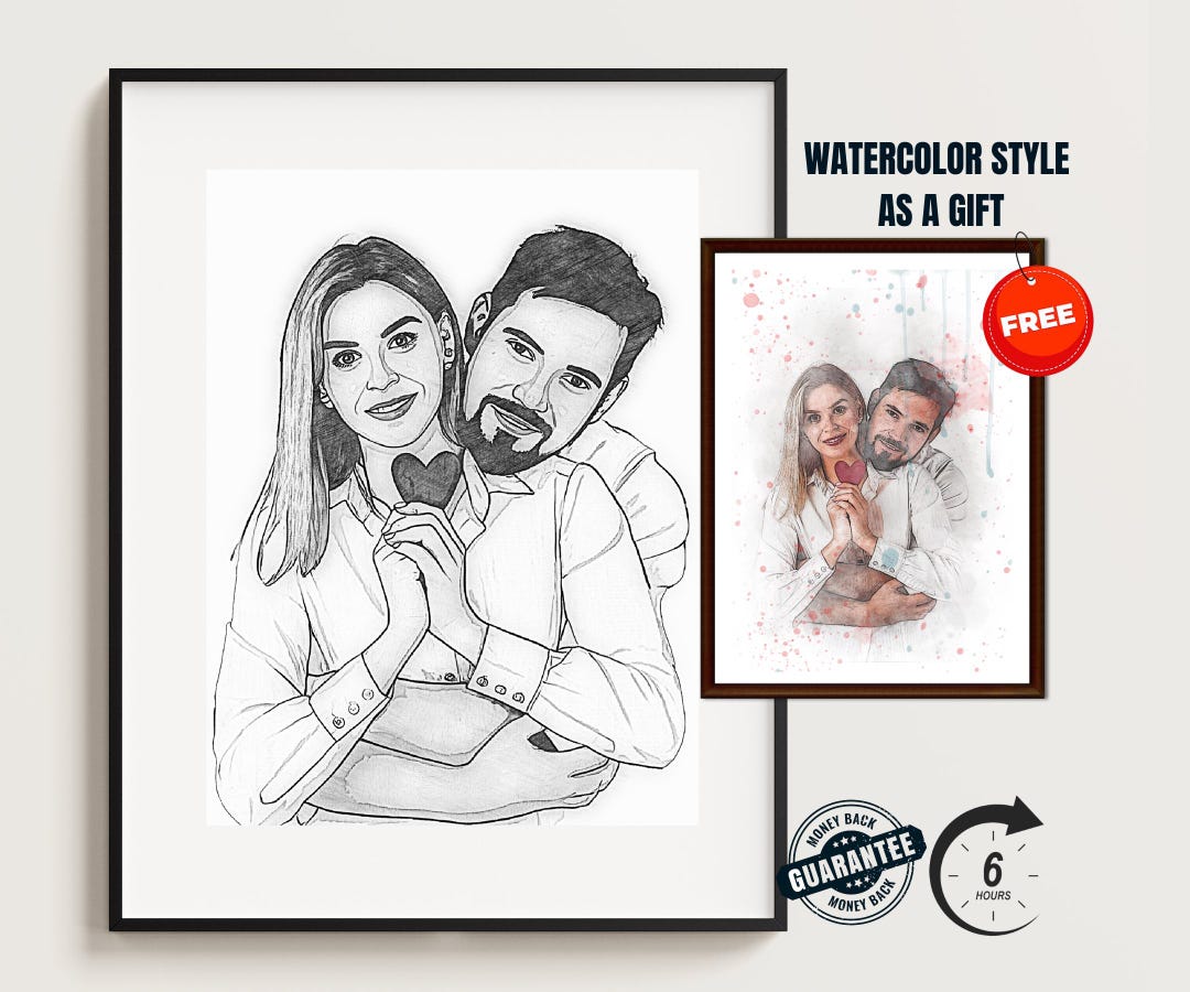 Custom Sketch Portrait | Personalized Art, Unique Gift Idea, Hand-drawn ...