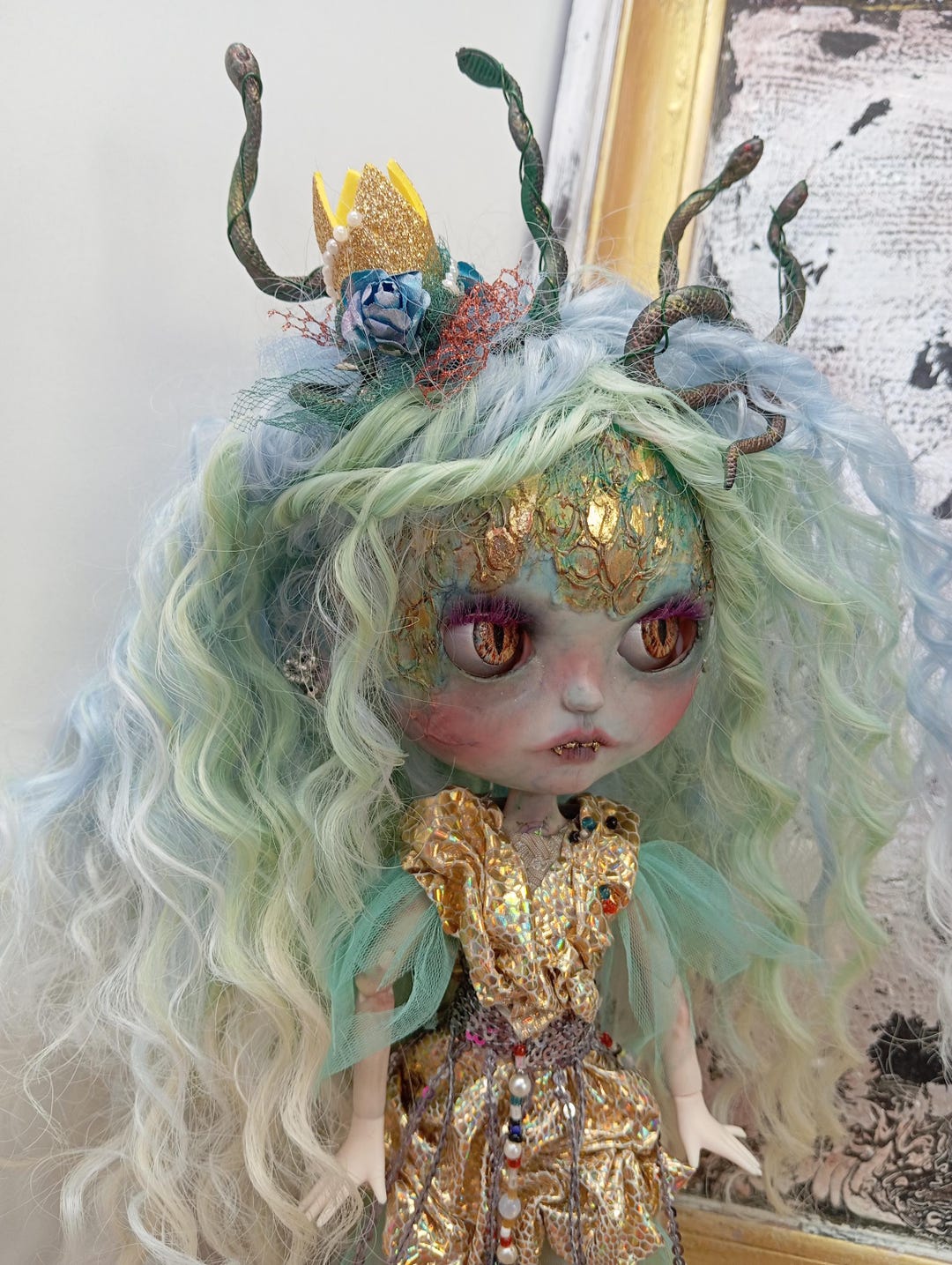 Custom Blythe Doll OOAK Gorgon Medusa, Art Dolls, Cartoon Character ...
