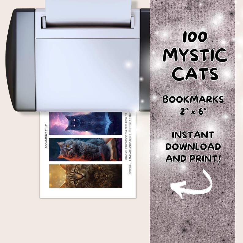 100 MYSTIC CATS BOOKMARKS Printable Bundle Instant Digital Download Pdf ...