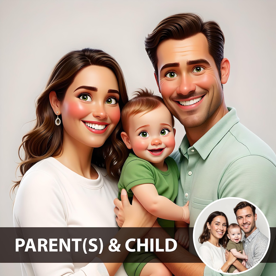 Custom Family Cartoon Portrait: Pixar Style Illustration (digital ...