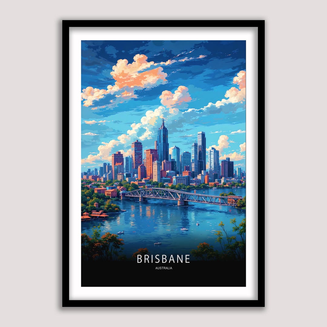 Brisbane Australia Travel Poster Print Wall Art Home Office Decor ...