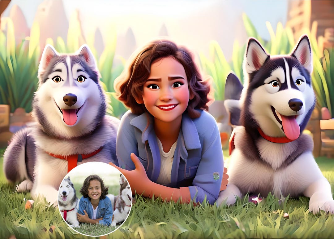Personalized Cartoon Portrait, Custom Family or Pet Illustration ...