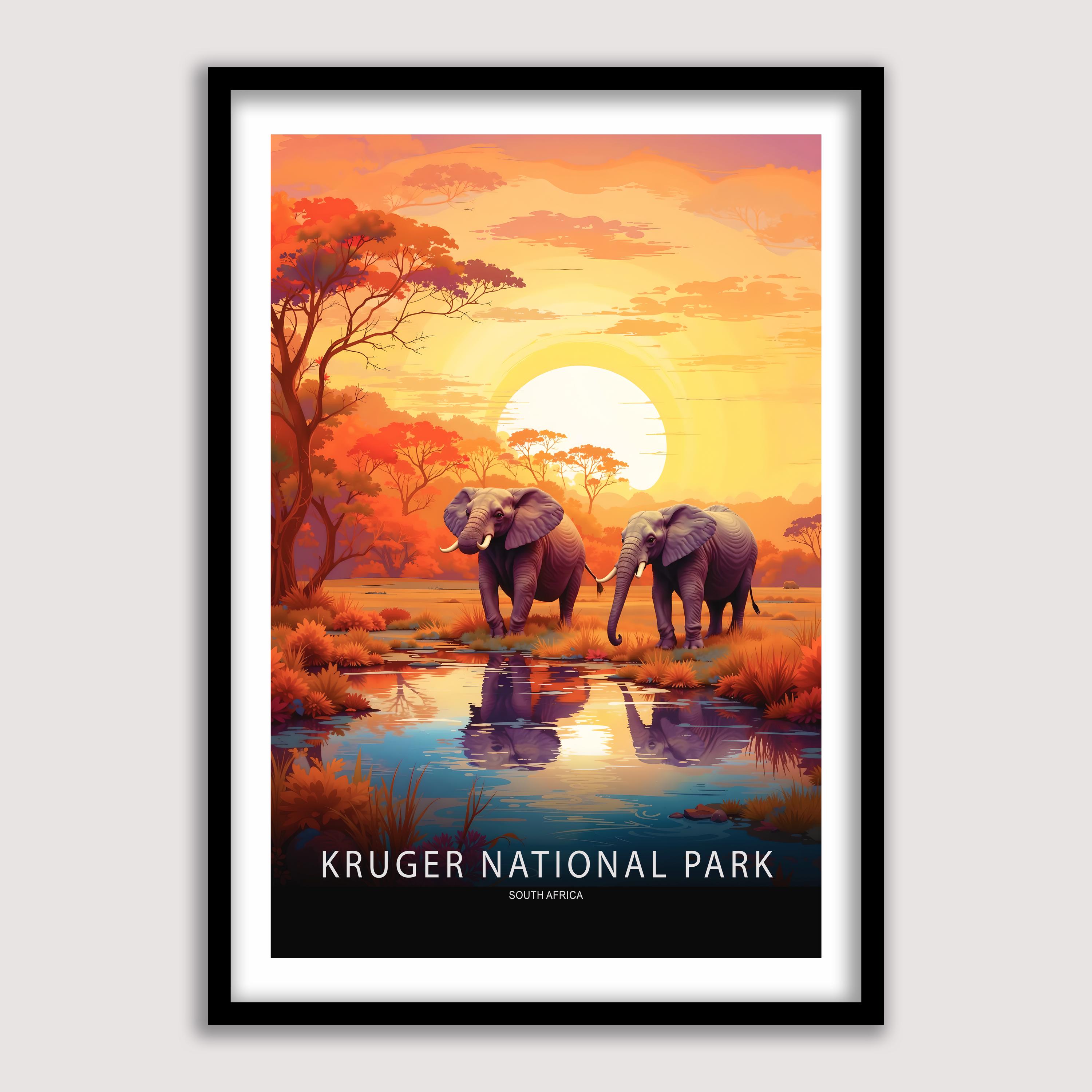 Kruger National Park Travel Poster: Africa Wall Art Print (digital ...