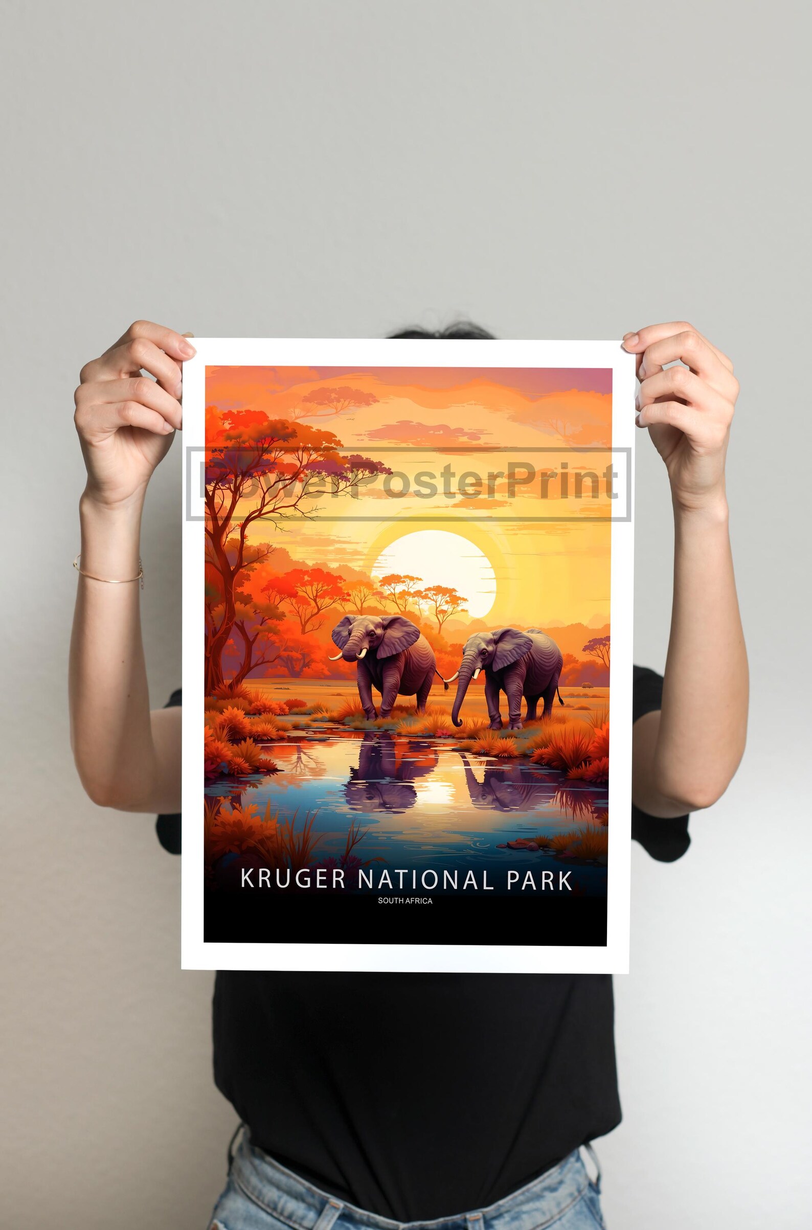 Kruger National Park Travel Poster: Africa Wall Art Print (digital ...