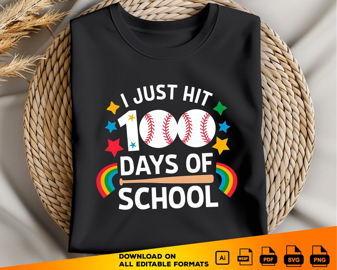 I Just Hit 100 Days of School Svg, 100 Days Smarter, Baseball 100 Days ...