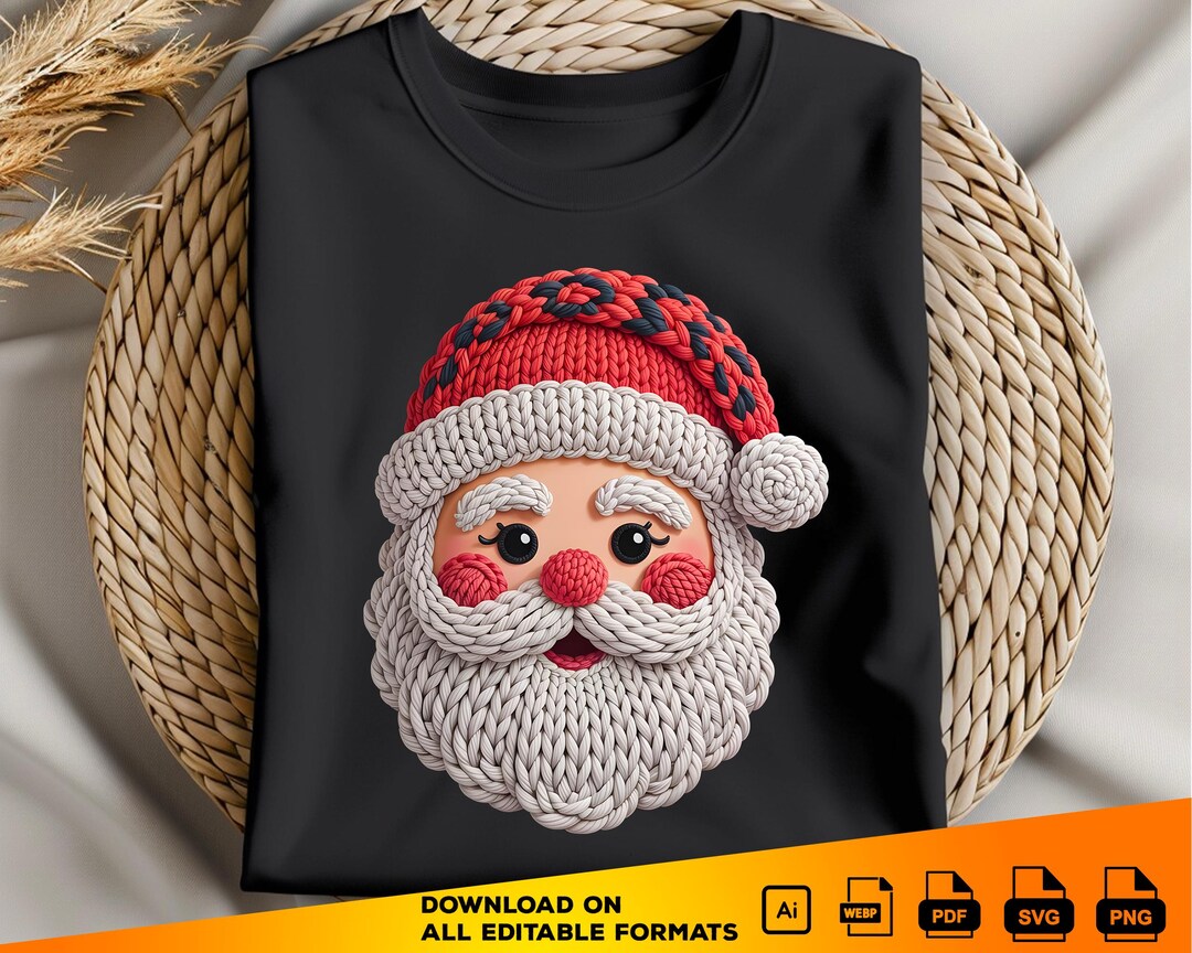 Knitted Santa Claus SVG: Crochet Face Tee Design (download File) - Etsy
