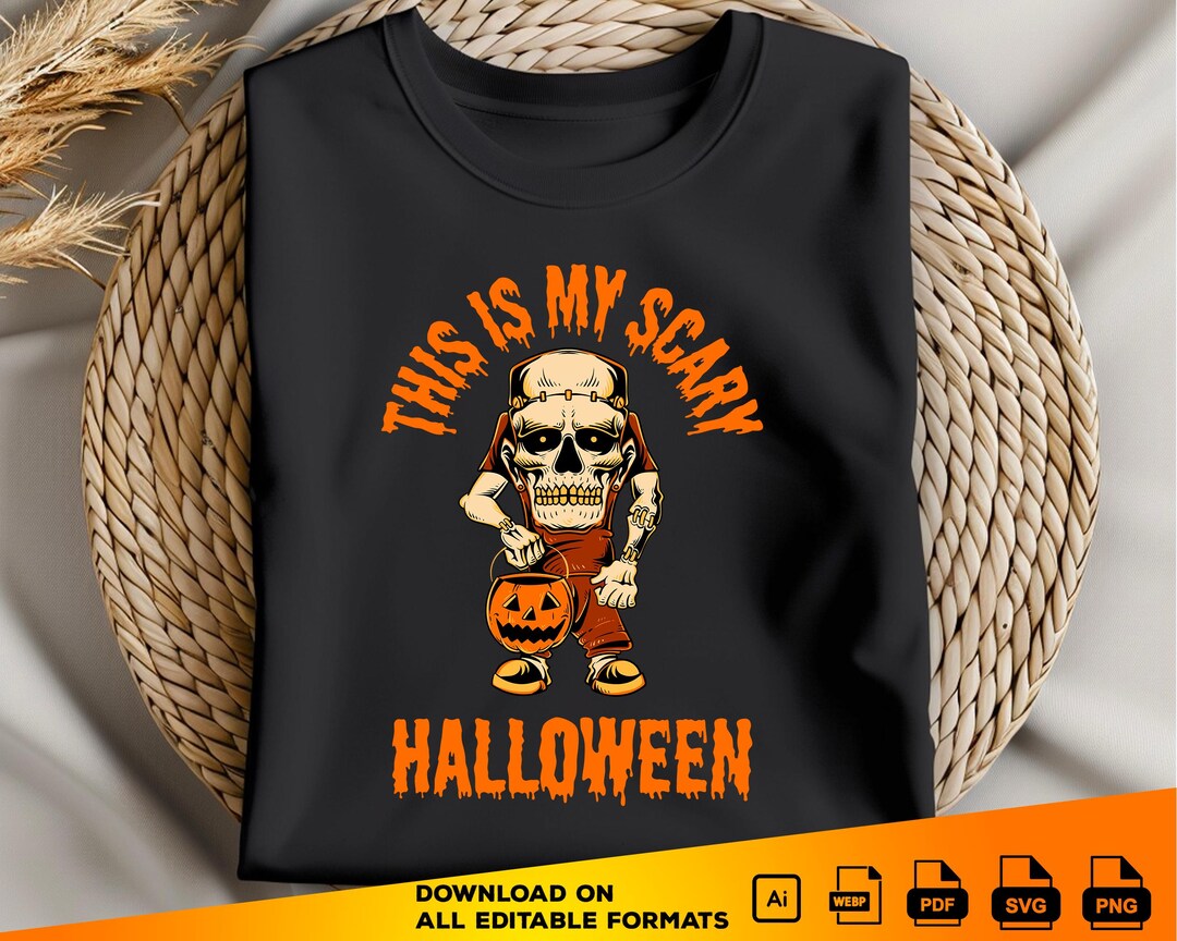 Scary Halloween Skeleton Costume SVG: Pumpkin Graphic (digital Download ...