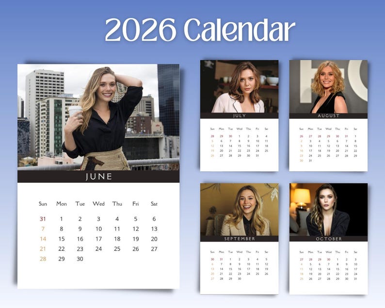 Elizabeth Olsen 2026 Calendar - Etsy