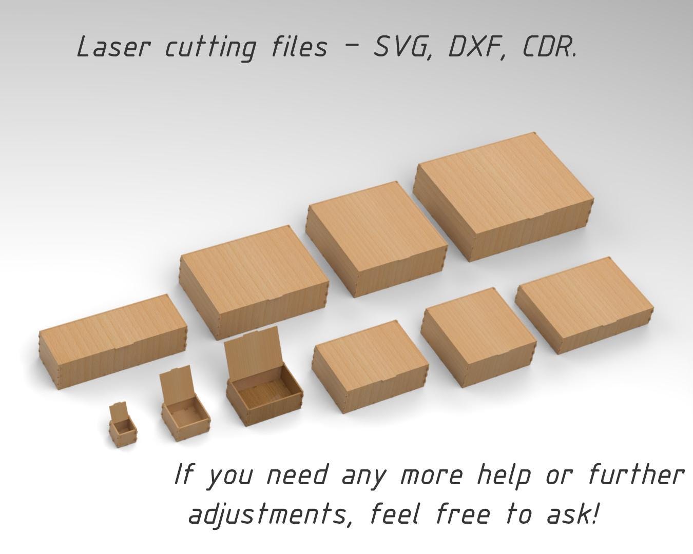 Wood Hinged Lid Boxes for Laser Cutting. Quick-assembly Plywood Boxes ...