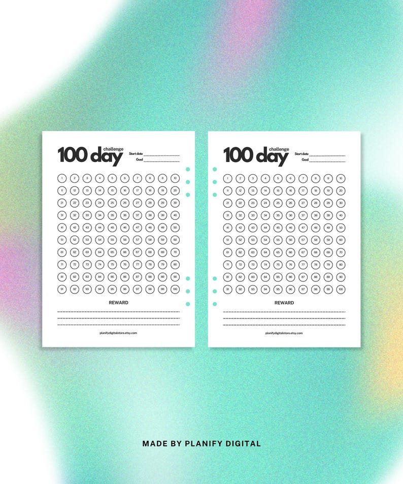 100-day Challenge Printable PDF Files A4, A5 Sizes - Etsy