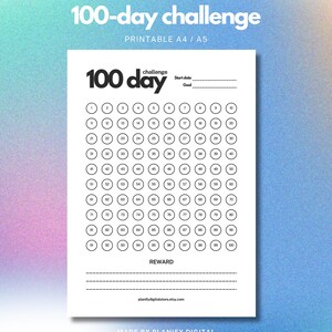 100-day Challenge Printable PDF Files A4, A5 Sizes - Etsy