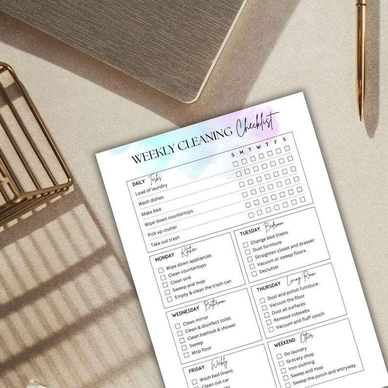 Editable Weekly Cleaning Checklist Template: Canva Printable (digital ...