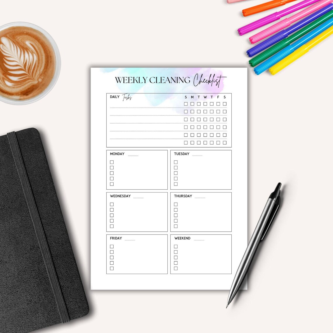 Editable Weekly Cleaning Checklist Template: Canva Printable (digital ...