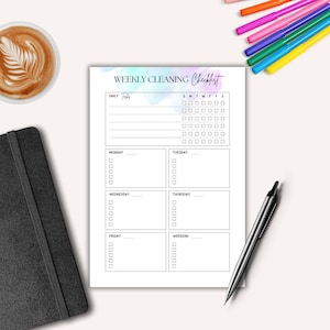 Editable Weekly Cleaning Checklist Template: Canva Printable (digital ...