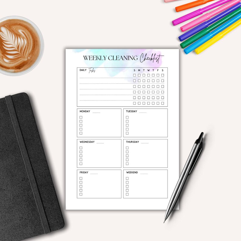 Editable Weekly Cleaning Checklist Template: Canva Printable (digital ...