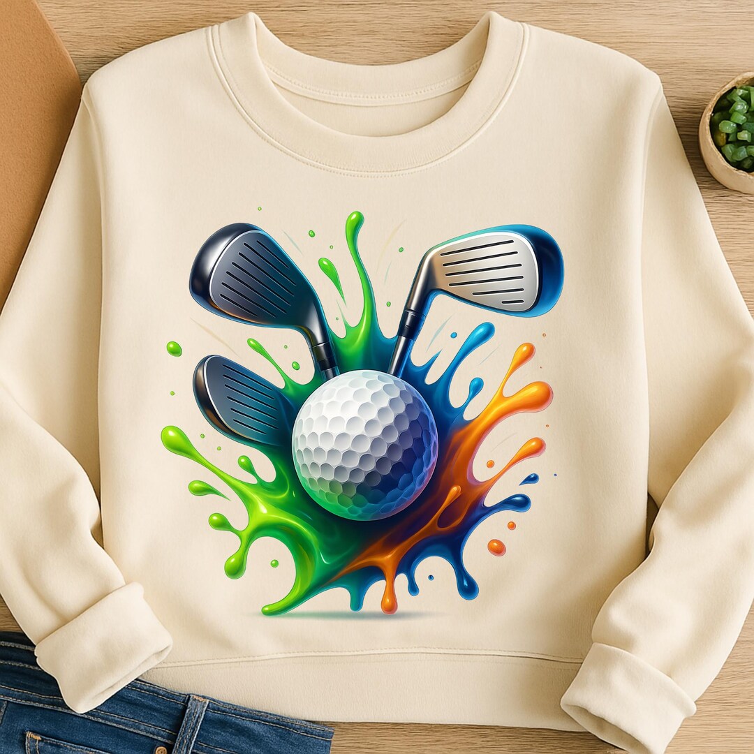 Golf PNG: Color Splash Golf Ball Clipart for DTF & Sublimation (digital ...